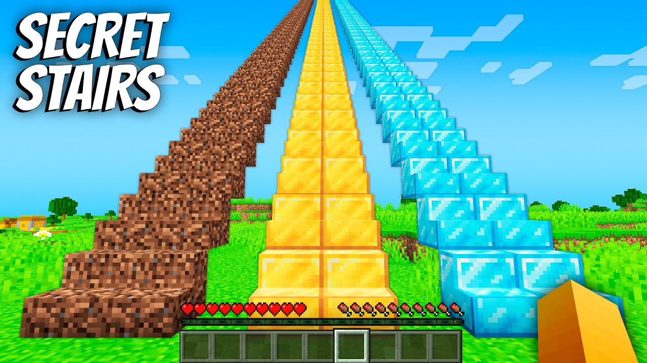 Where do lead NEW SECRET STAIRS in Minecraft? DIAMOND vs GOLD vs DIRTY ...