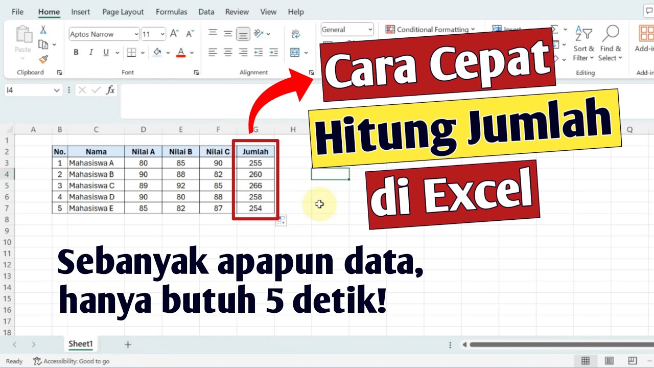 Cara Menghitung Jumlah di Excel | Rumus SUM Excel - YouTube
