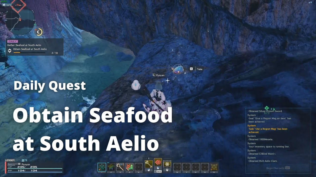 PSO2 New Genesis - Daily Quest Obtain Seafood at South Aelio - YouTube