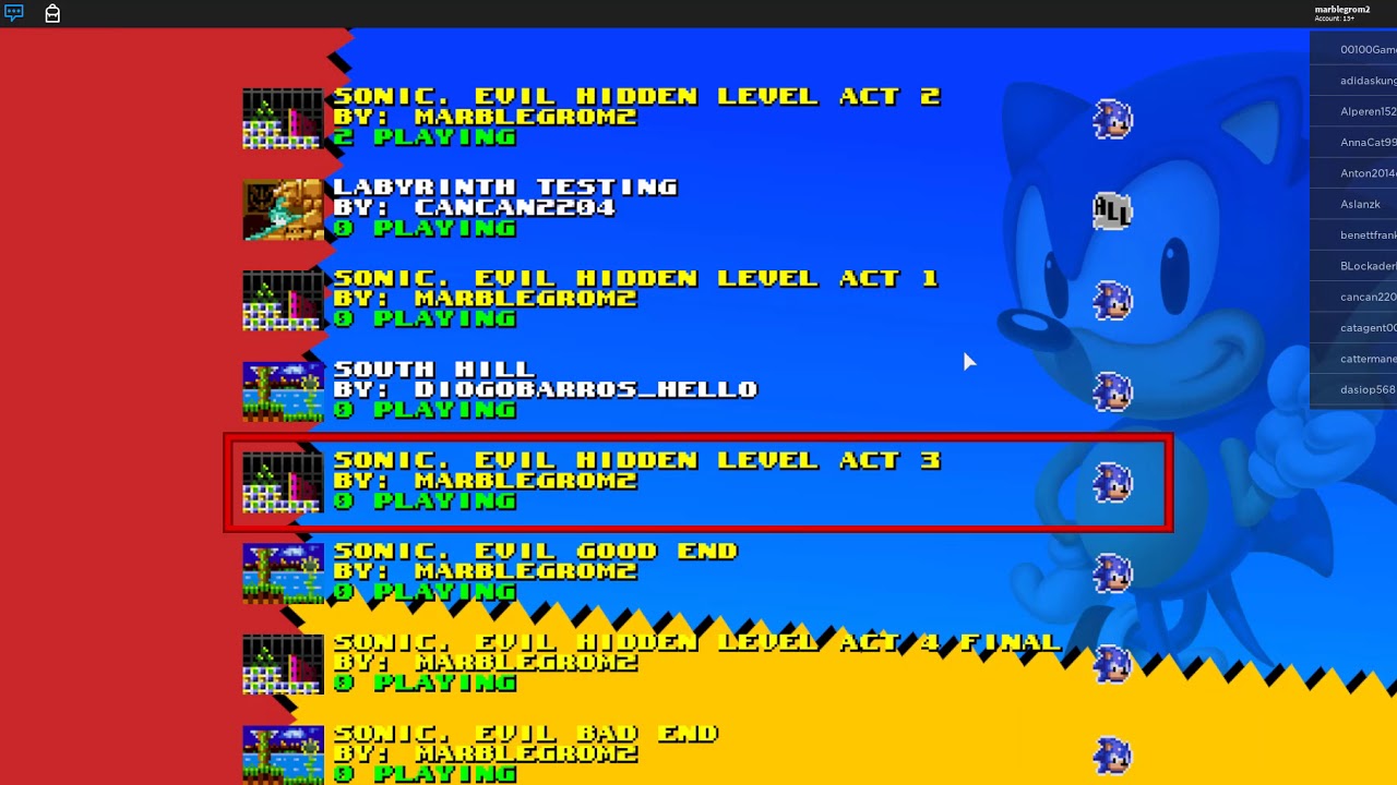 Sonic.evil(exe) hidden level all acts+2 endings/ROBLOX/Classic sonic ...