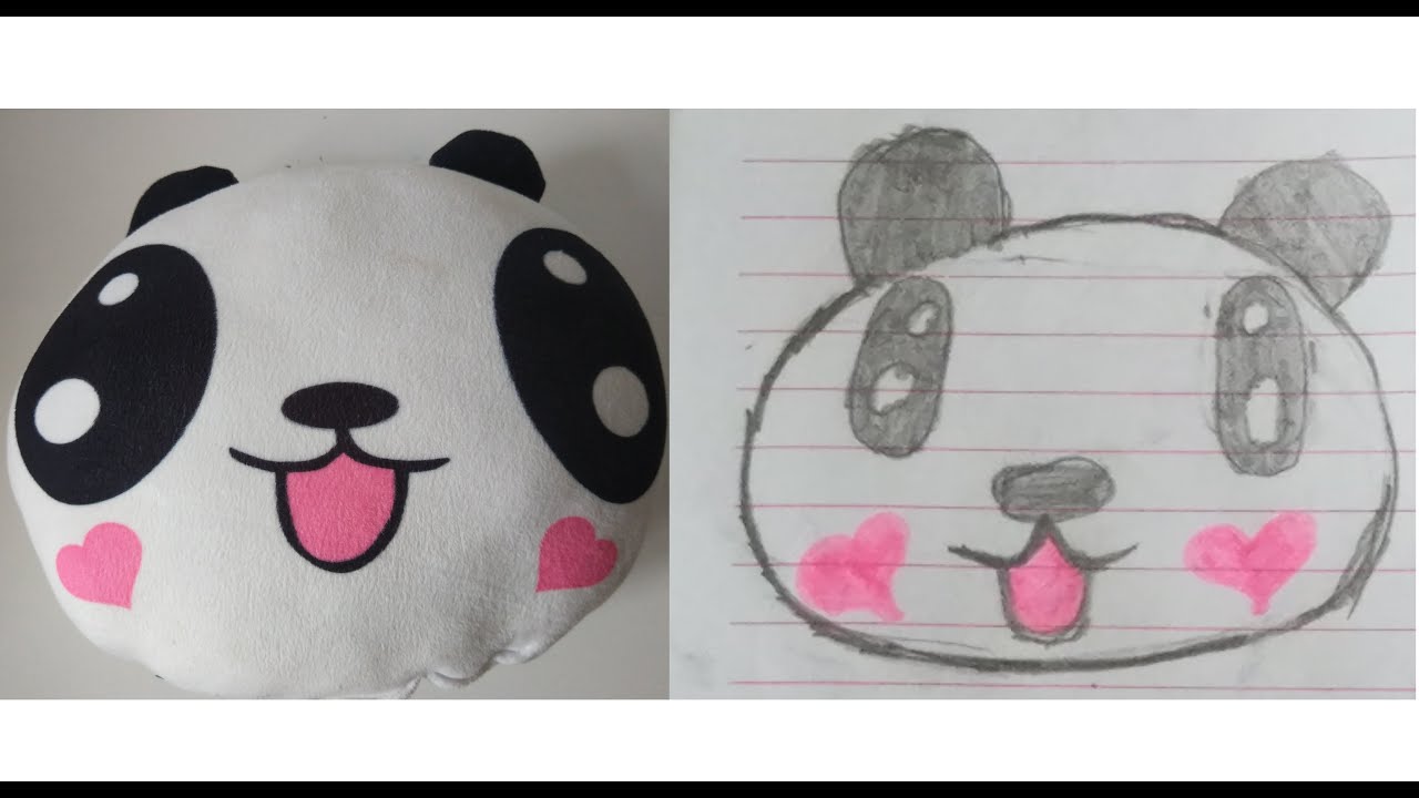 Kalpli Panda Yastık Çizimi Karakalem Sevimli Panda Resim Nasıl Çizilir ...