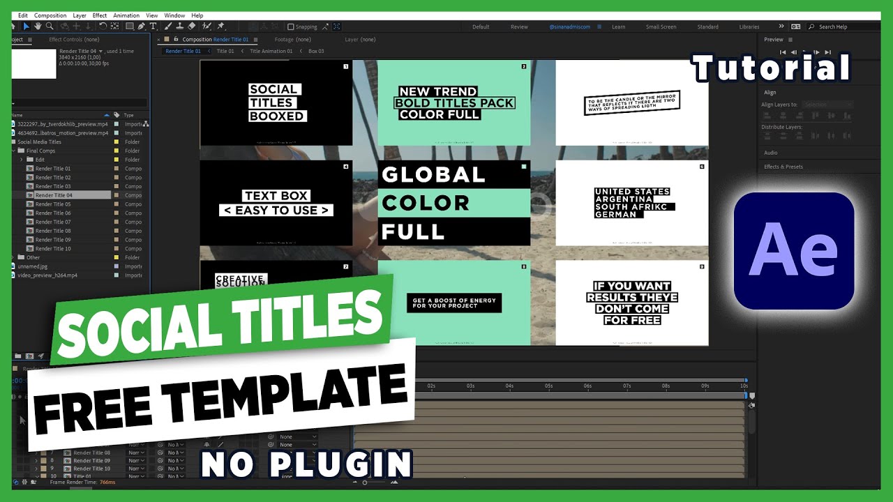 Social Media Titles - After Effects Template Tutorial - 46346924 Videohive - YouTube