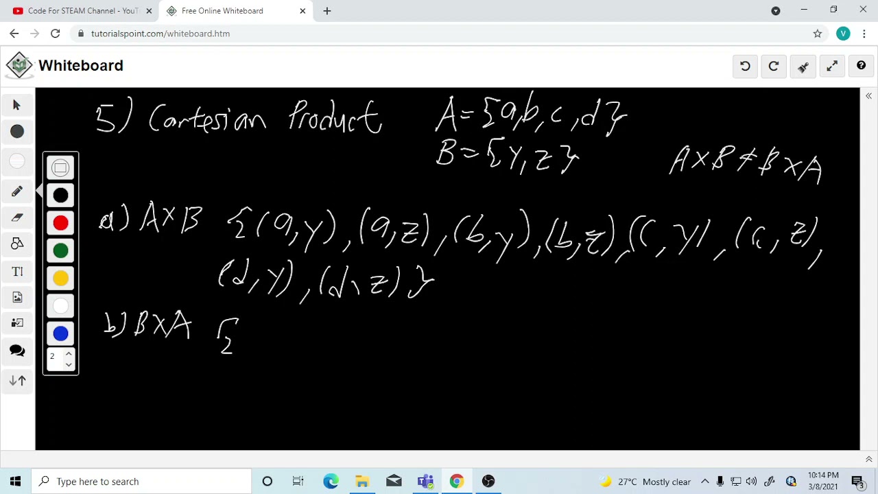Set Question 5 Cartesian Product AxB, BxA - YouTube
