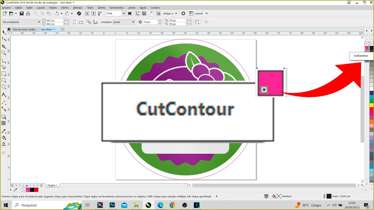 TUTORIAL - COMO COLOCAR LINHA DE CORTE CUT CONTOUR | CORELDRAW 2018 ...
