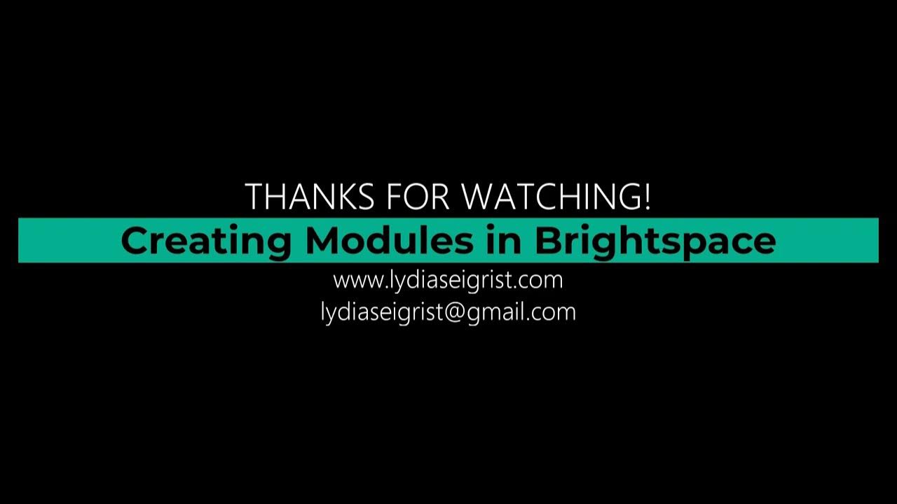 Creating Modules in D2L Brightspace - YouTube