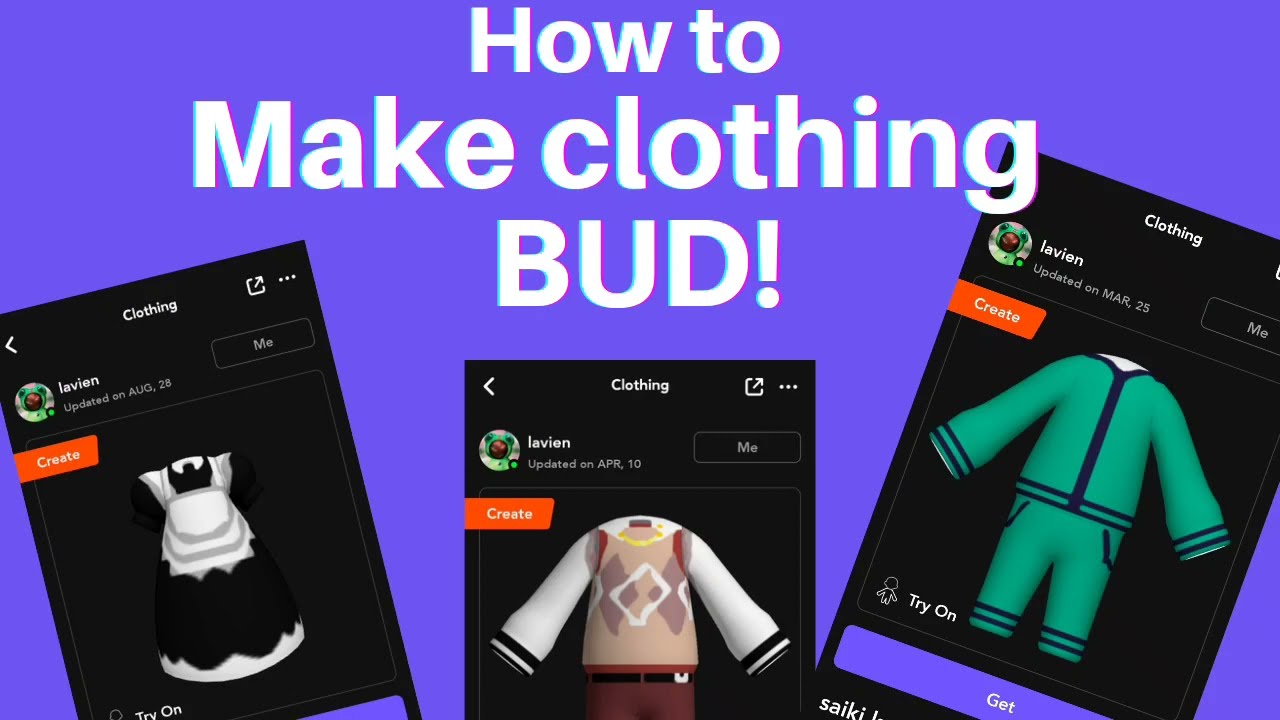 How to make Clothing in BUD create, play & hangout - YouTube