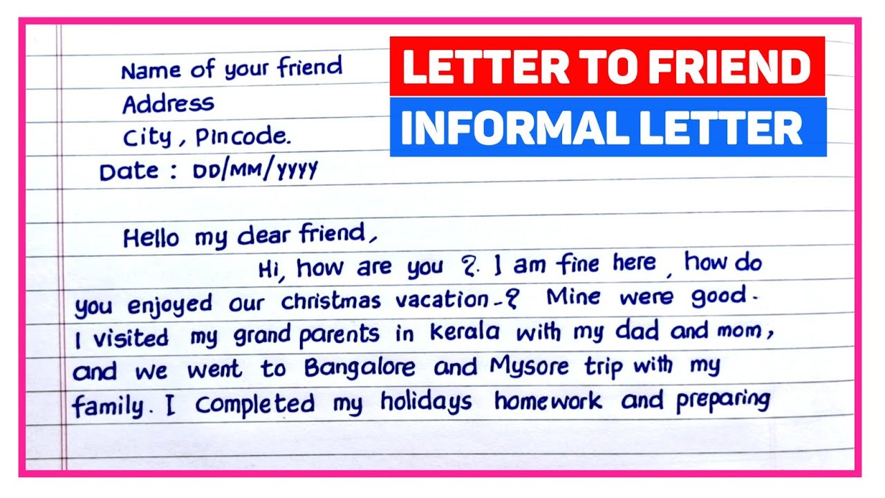 Write a letter to friend | Informal letter writing | Letter writing ...