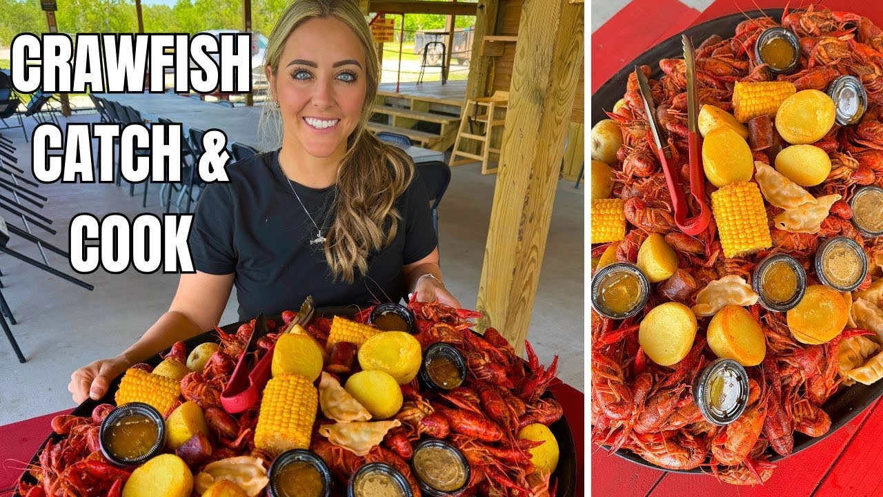 Catching and Cooking Crawfish at Double Bayou Crawfish Farm! 🦞 Farm-to ...