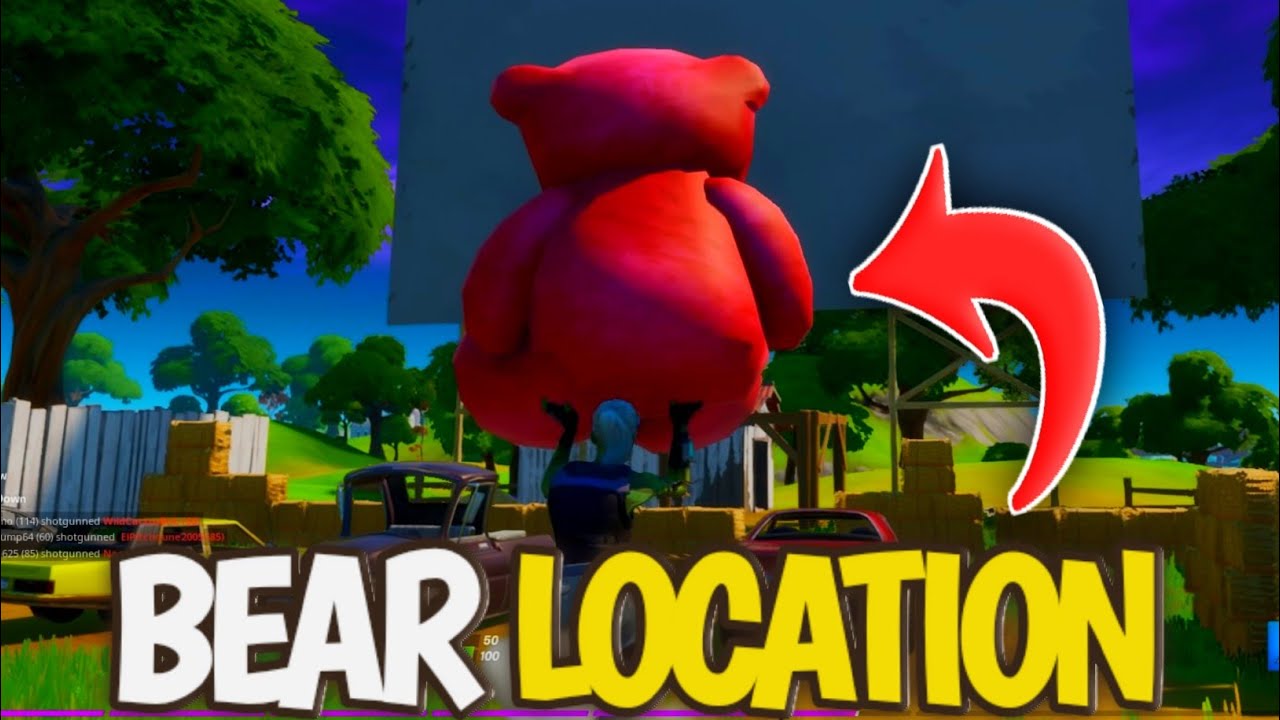 Carry a giant pink teddy bear bear Location | Fortnite pink teddy bear ...