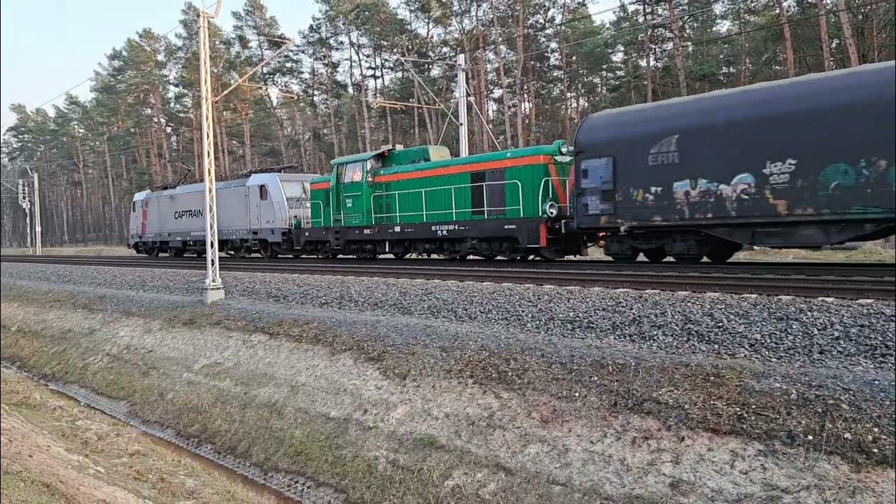 TRAXX 186 373-7(D-AKIEM)+SM42-2090(PL-RL) (CAPTRAIN)+WAGONY KRYTE - kierunek Stargard - YouTube