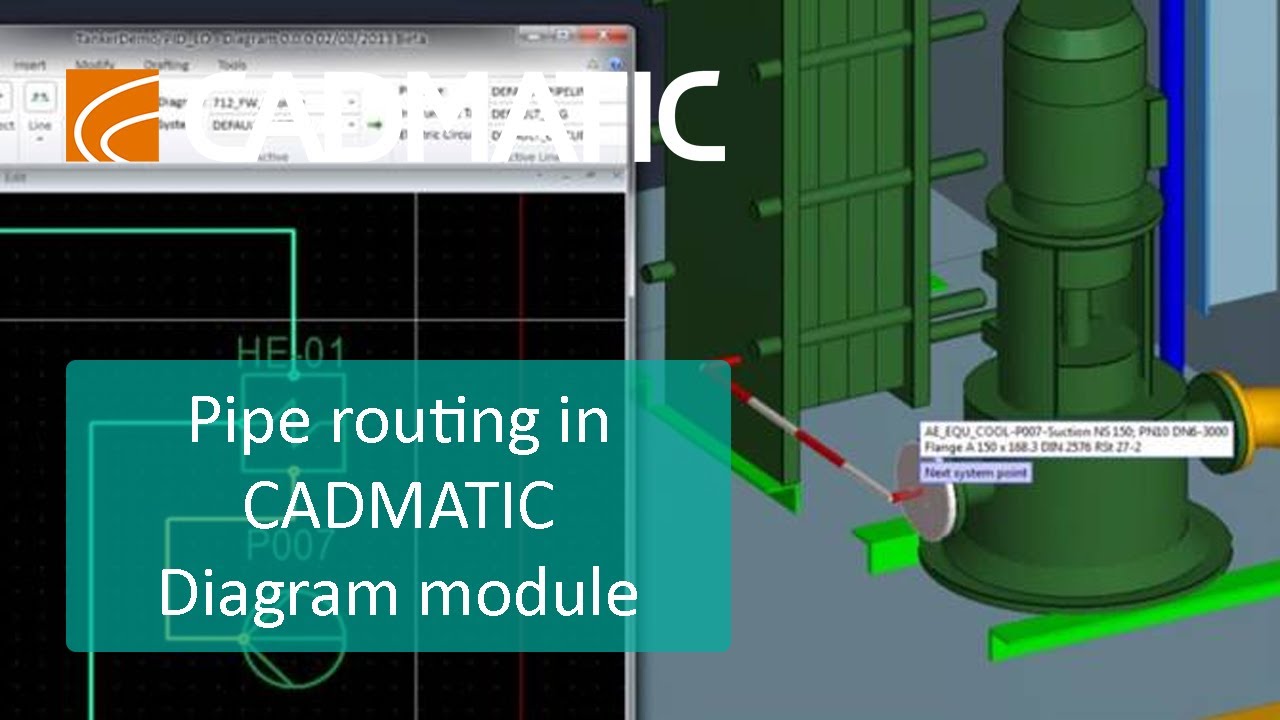 Pipe routing in CADMATIC Diagram module - YouTube