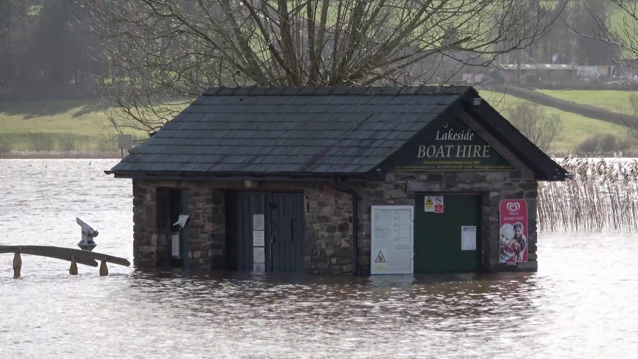 Llangorse Lake in Flood After Storm Dennis Passed - Situated in the ...