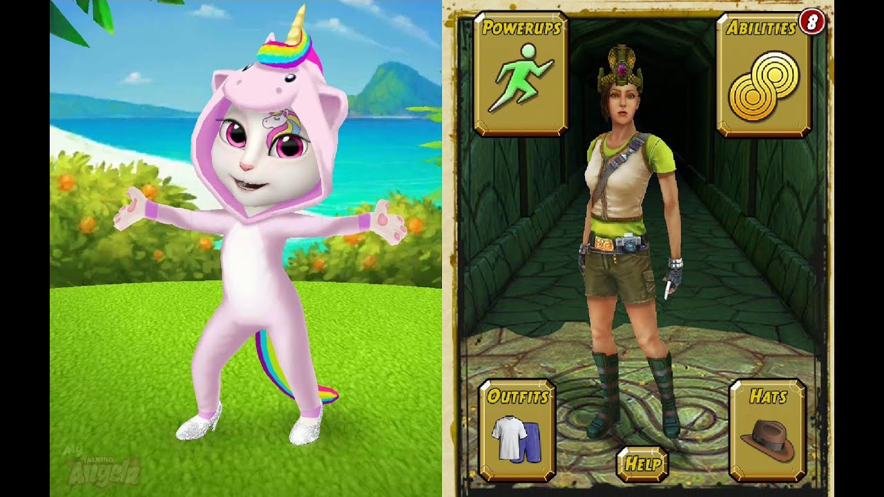 My Talking Angela Vs Temple Run 2 - YouTube