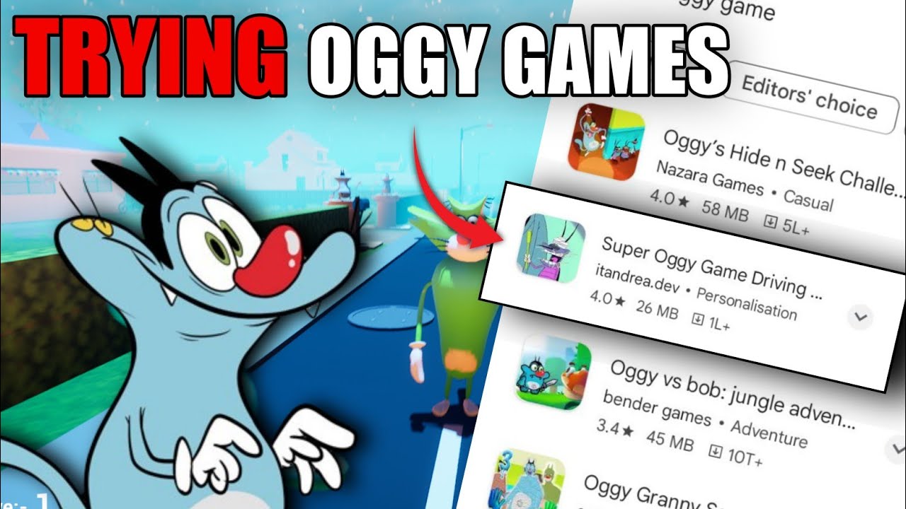 Trying Funny OGGY ke games from playstore - YouTube