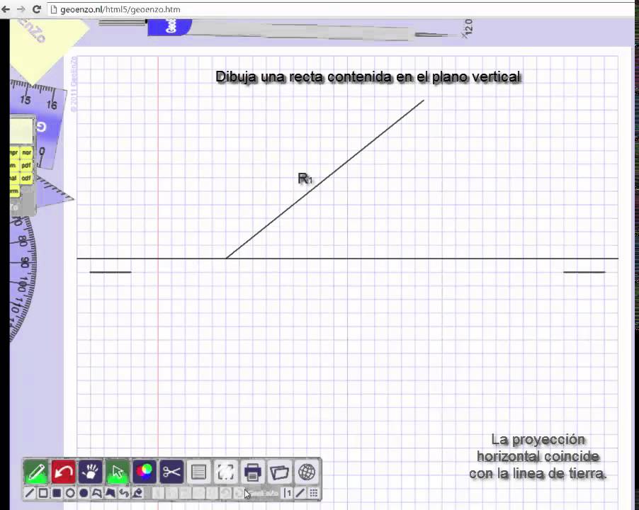 Recta contenida en el plano vertical - Sistema diédrico - 1ºBACH - YouTube