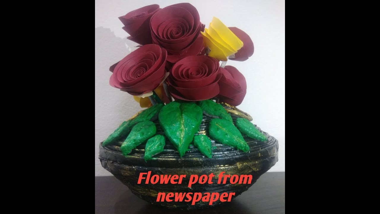 Flower pot/Newspaper craft/flower pot from newspaper/best out of waste ...