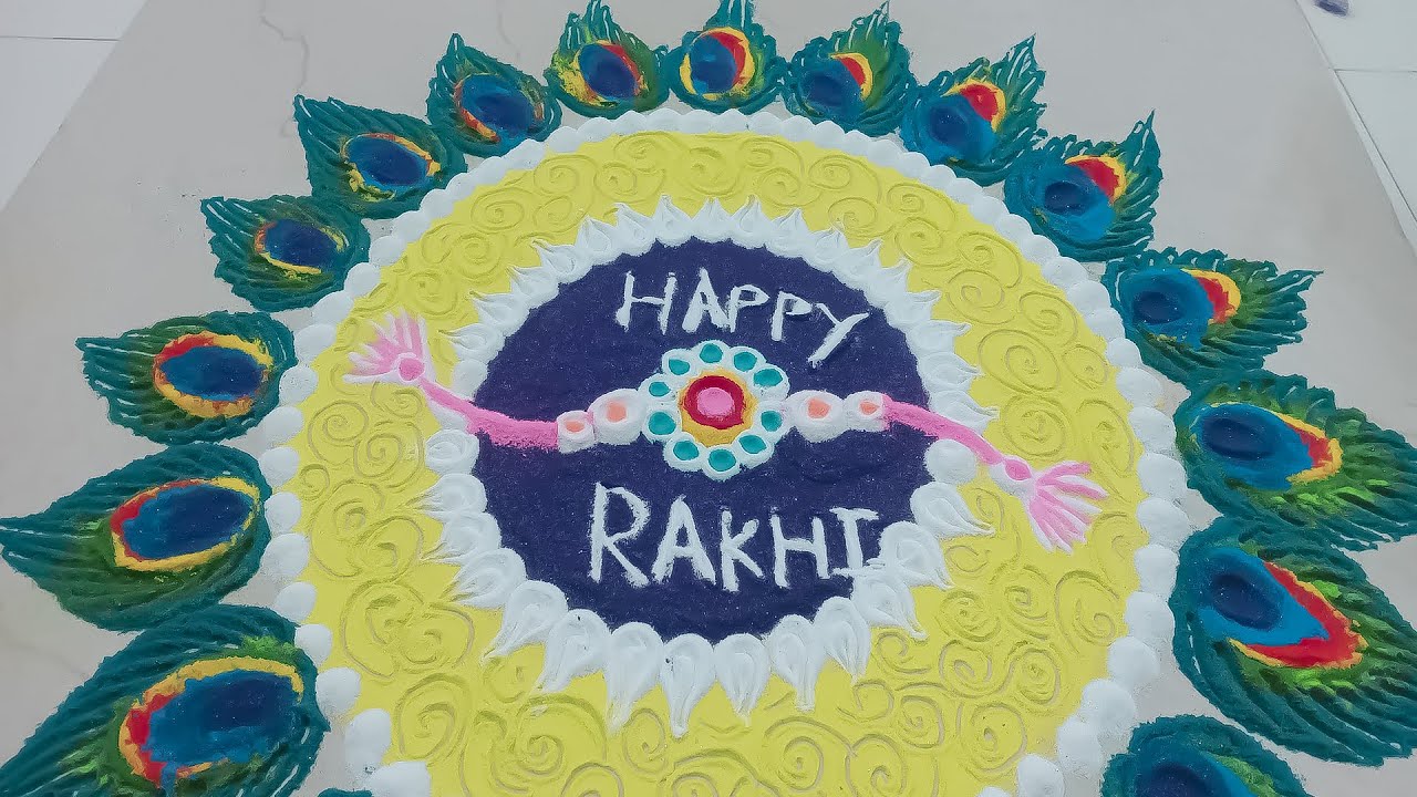 Raksha Bandhan Special Rangoli | Rakhi Poornima Rangoli | Rakhi Rangoli ...