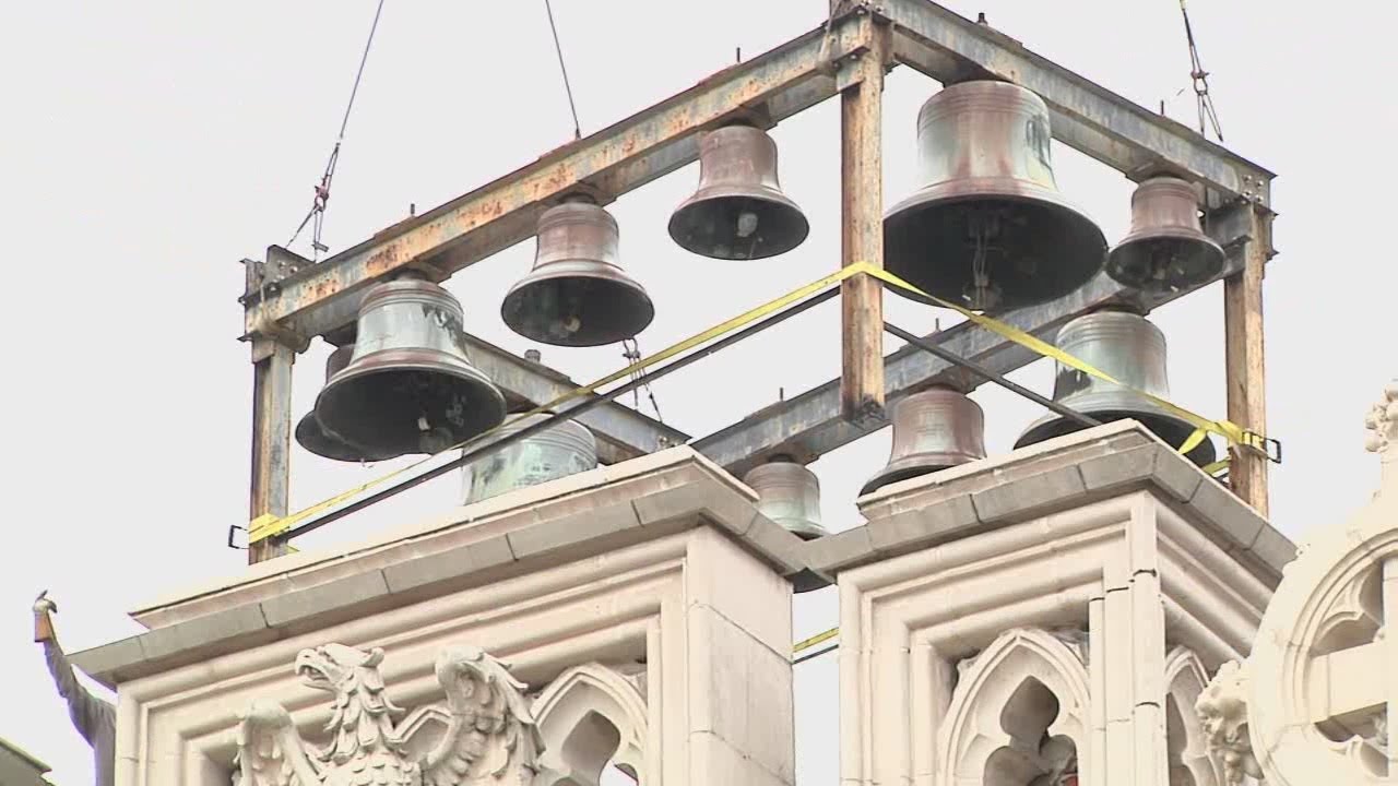Episcopal cathedral's bells removed - YouTube