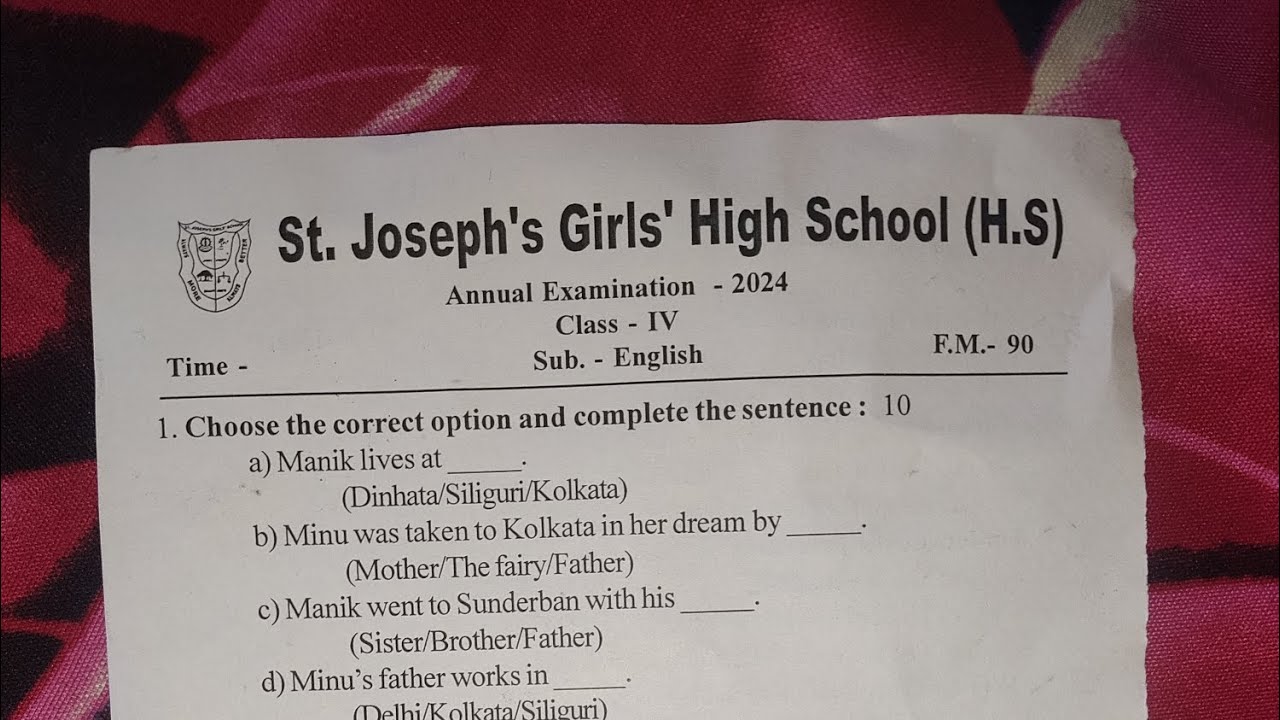 class 4 English question. 2024 - YouTube