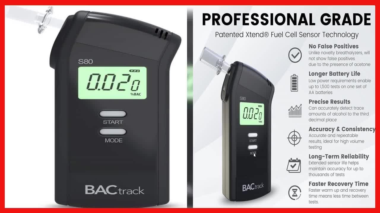 Probador portable del alcohol en el aliento profesional BACtrack S80 ...
