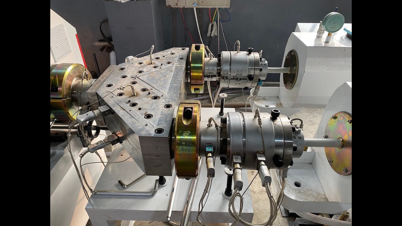 20mm 110mm PVC double pipe machine - YouTube