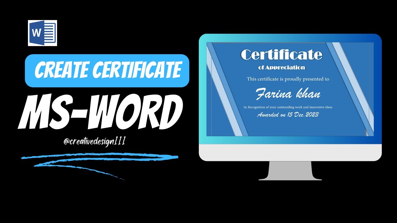How to make Certificate on Ms Word | Design | MS Word - YouTube