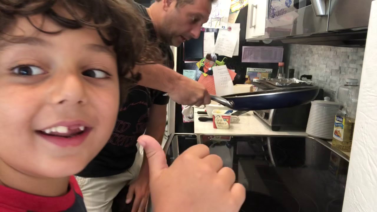 Dylan and Lea challenge parents to pancake challenge!! - YouTube