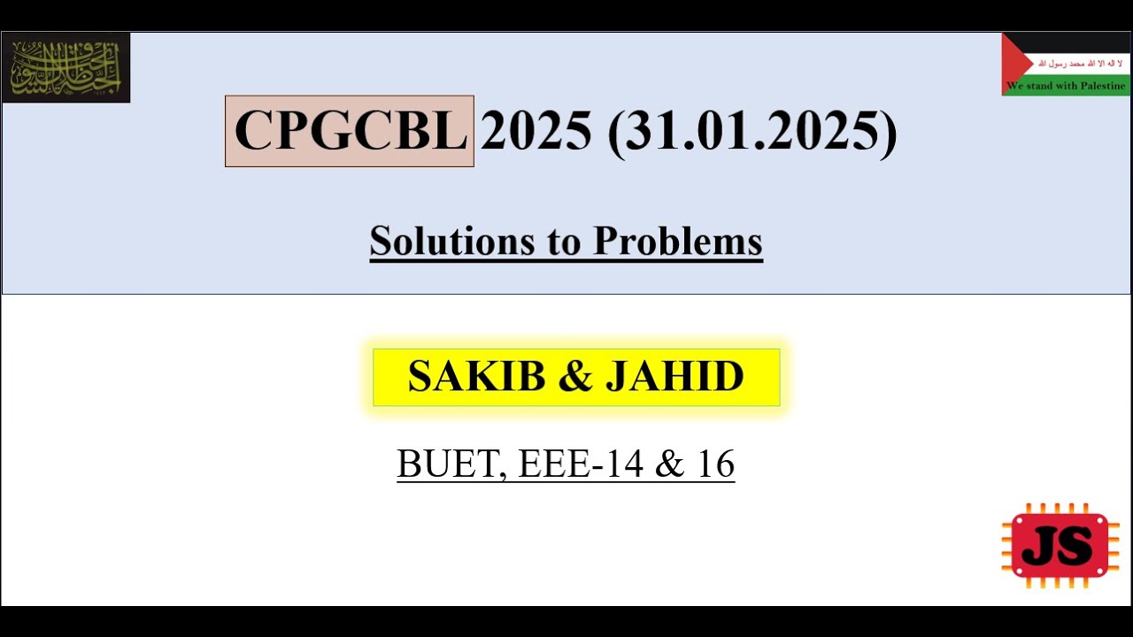 CPGCBL 2025 | Solution Video | JAHID SAKIB'S EEE CARE - YouTube