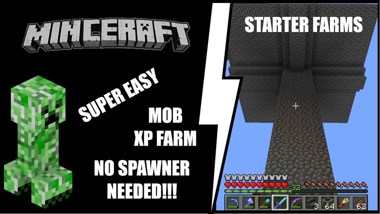 Mob XP Farm No Spawner Needed!! Easy Starter Farms Lets Play Minecraft ...