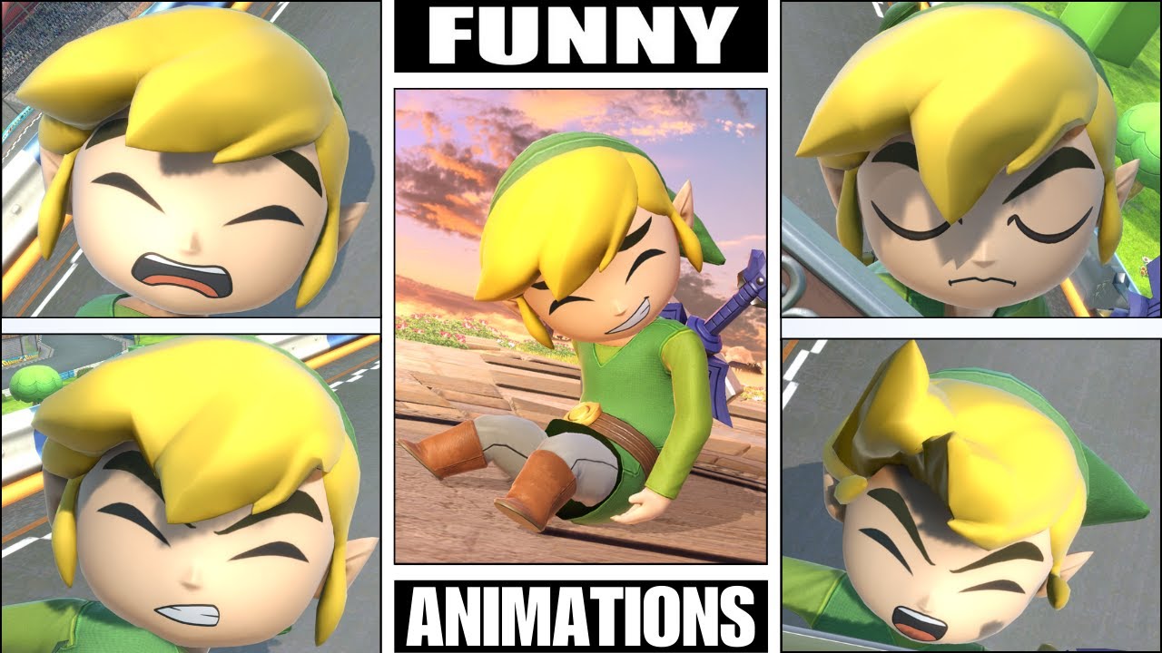 Toon Link's FUNNY ANIMATIONS in Super Smash Bros Ultimate (Drowning ...