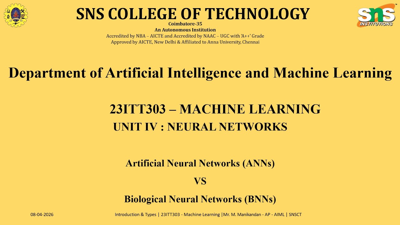 Leacture Video on Neural Network in Machine Learning | SNS Institutions ...