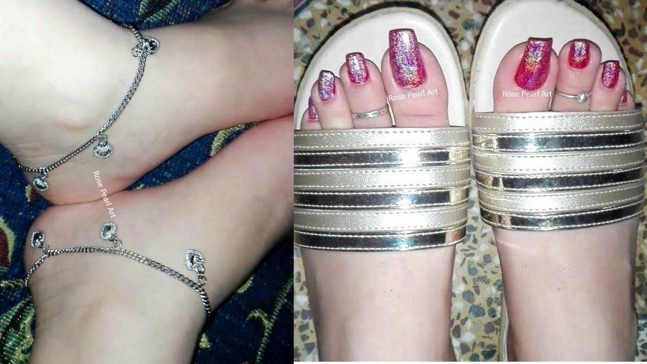 How to Turn Simple Polish HOLOGRAPHIC- Red Holo Pedicure- Silver Feet ...