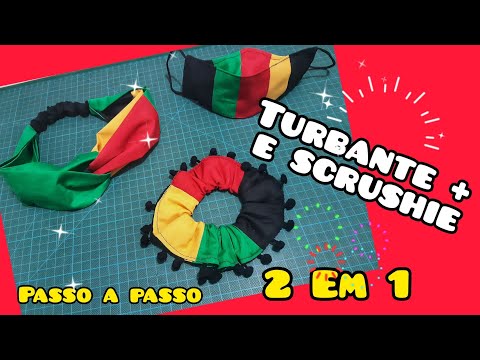 como fazer turbante cruzado e xuxinha de cabelo 2 EM 1🔥Faça e Venda !