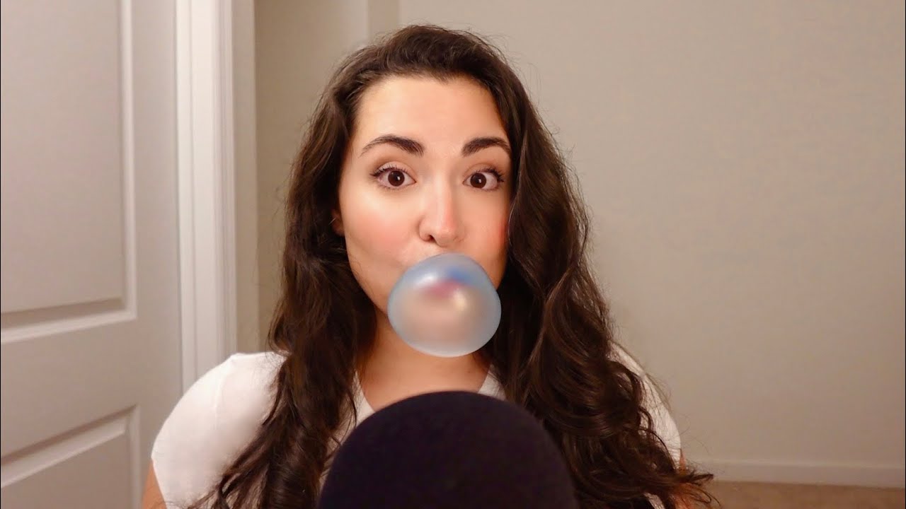 ASMR Chewing Gum and Blowing Bubbles (no talking) - YouTube