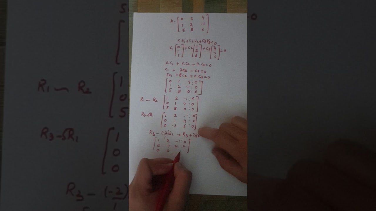 Example of linearly independent vectors of a matrix #linearAlgebra # ...