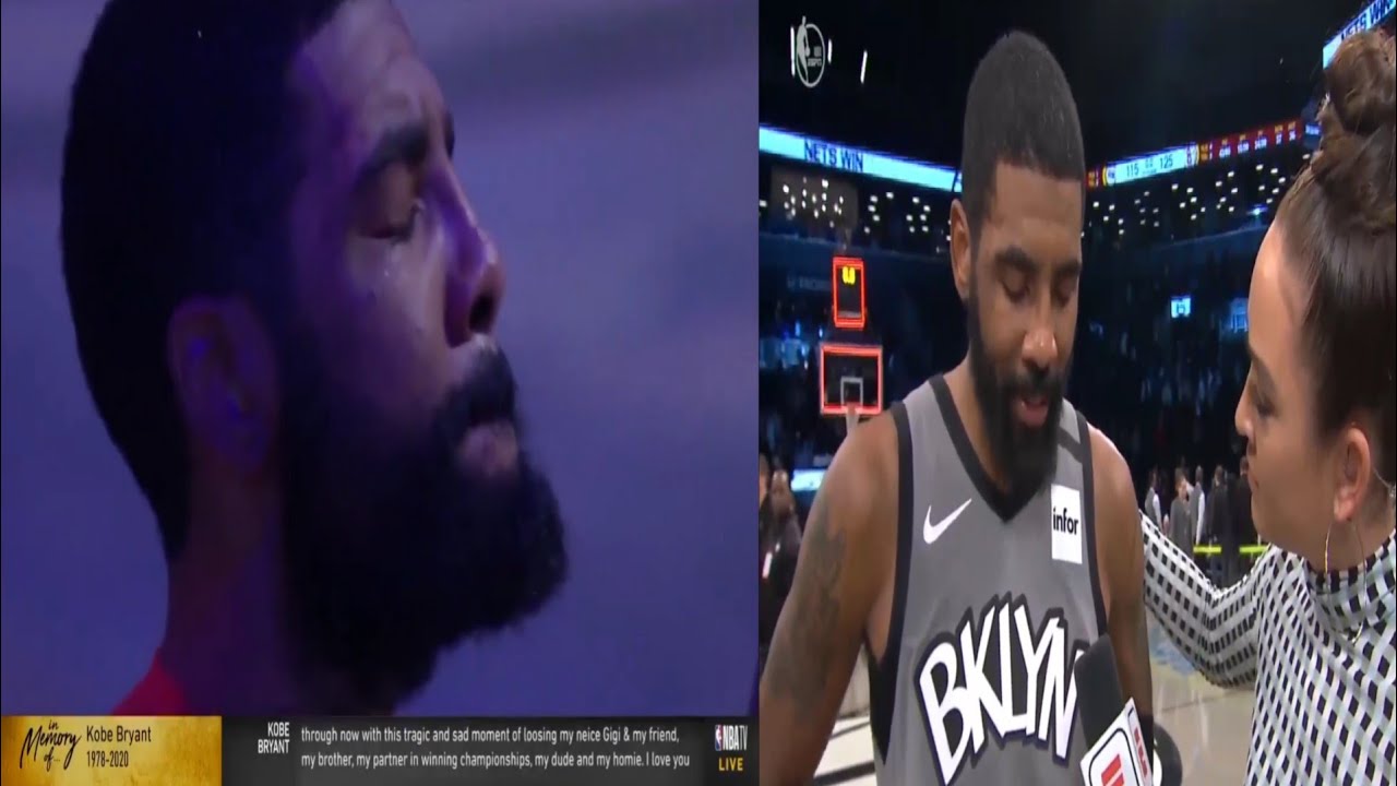Kyrie Irving is in tears as the Nets gives honor to Kobe and Gigi - YouTube