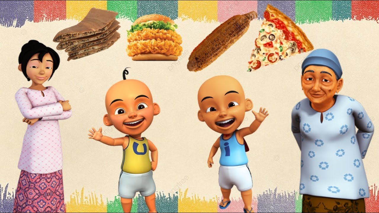 Keluarga Upin Ipin mencari makanan. Ada kak Ros, Upin, Ipin, dan opah ...