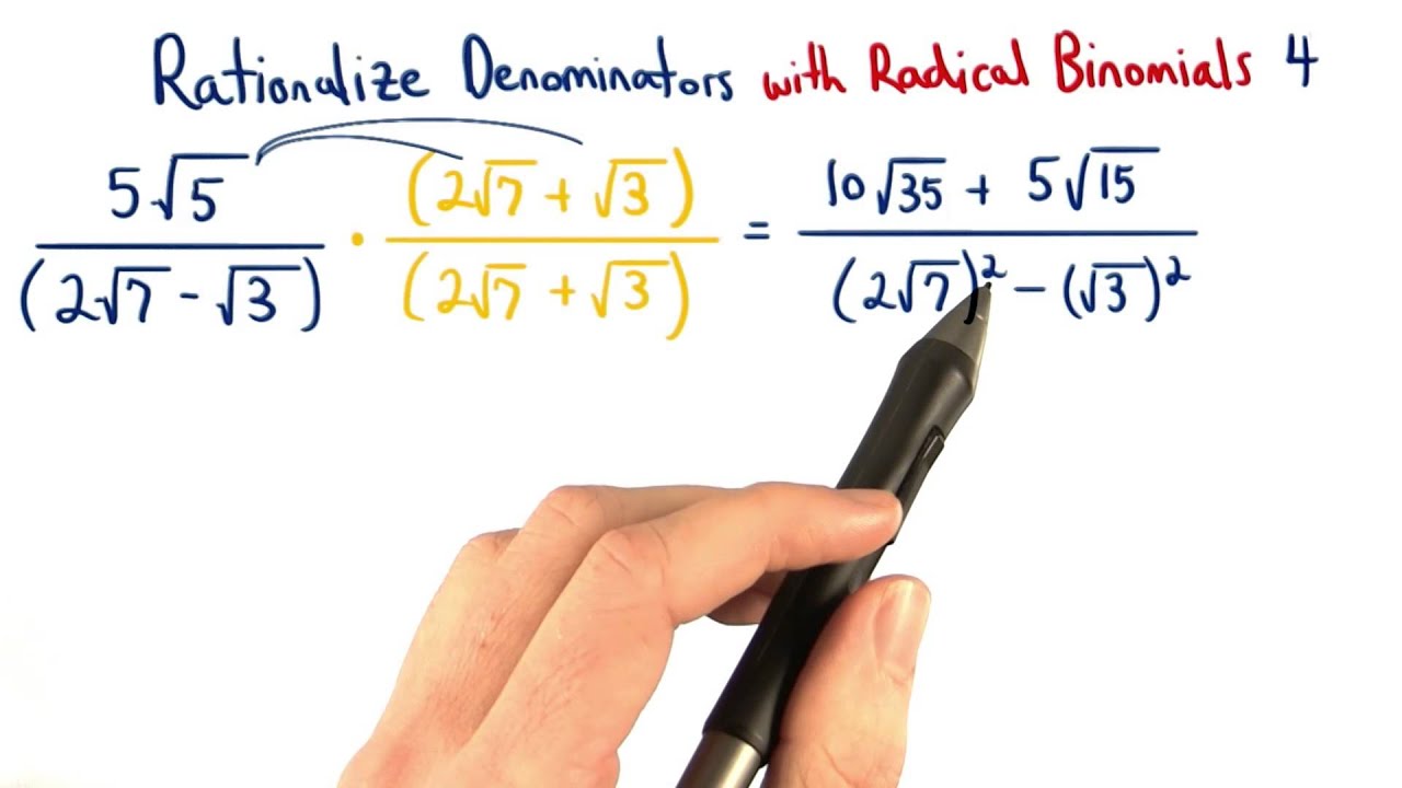 Rationalize Denominator with Radical Binomials 4 - Visualizing Algebra ...