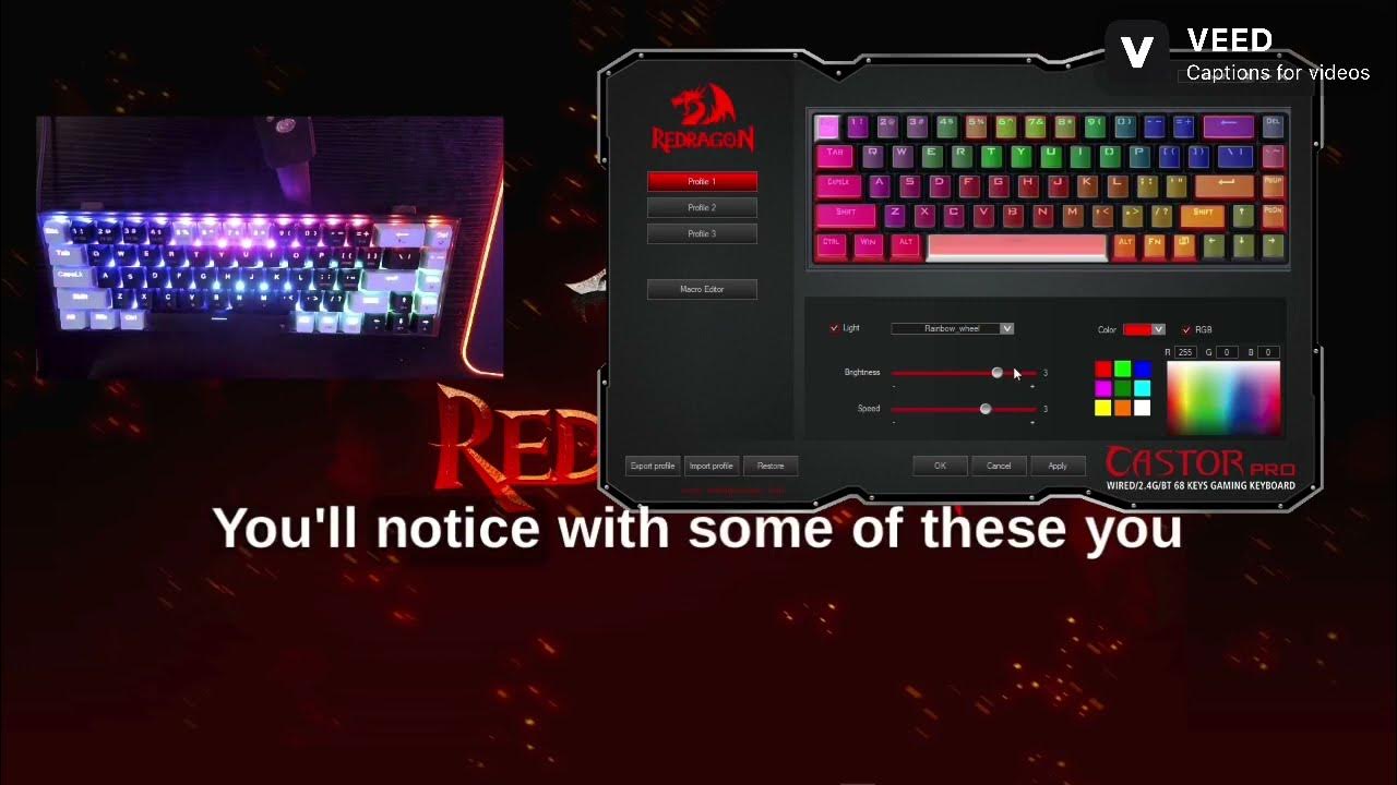 Redragon K631 PRO SE Keyboard Backlights & macros Setting Tutorial ...