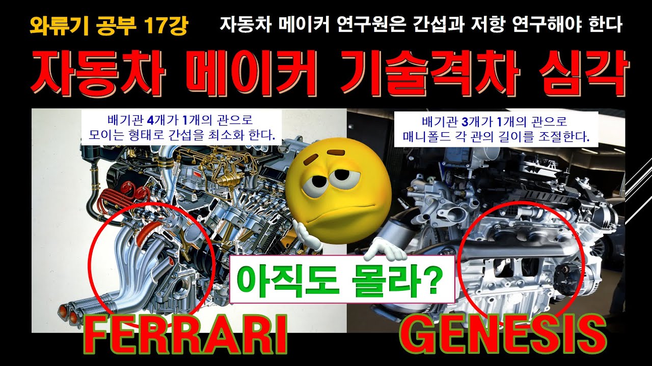 와류기 공부 17강 자동차 메이커 기술격차 심각 배기간섭 배기저항 연구해야 한다 무식하면 배기에 와류기 10개 넣는다