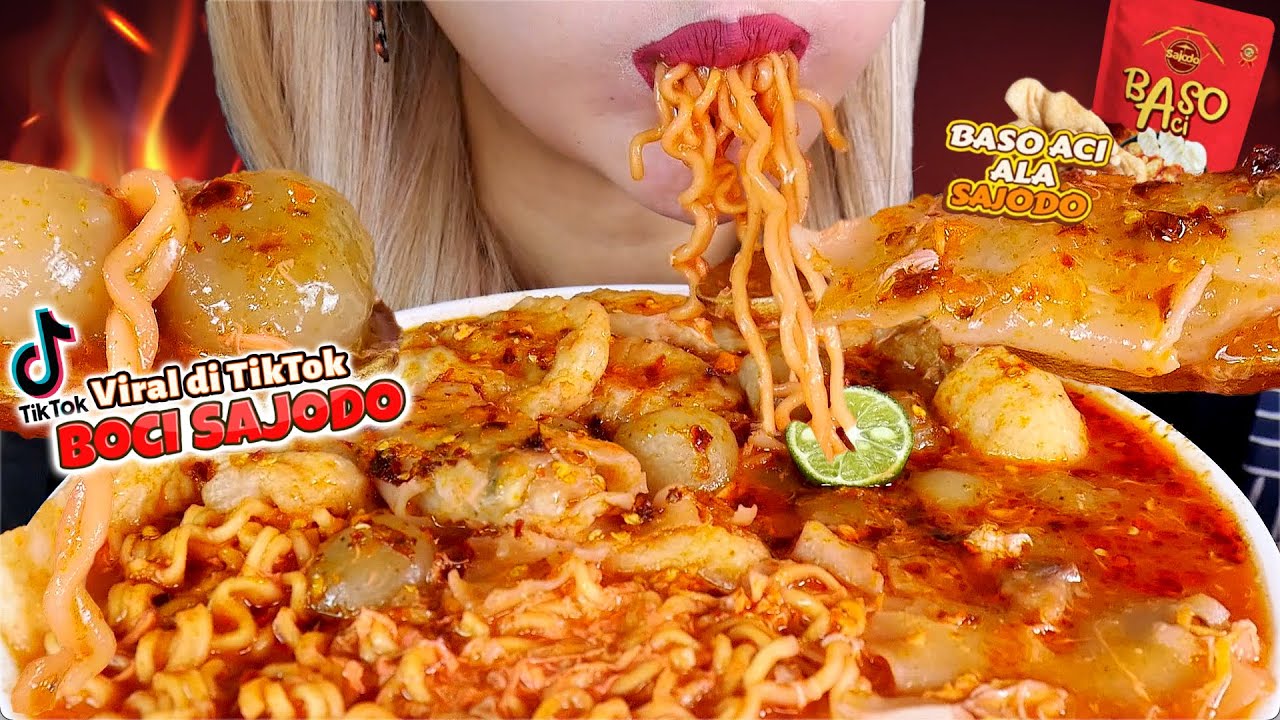 Cobain Boci Yg Viral Di Tiktok ️ Asmr Mukbang Baso Aci Sajodo🥣🤩 Spicy