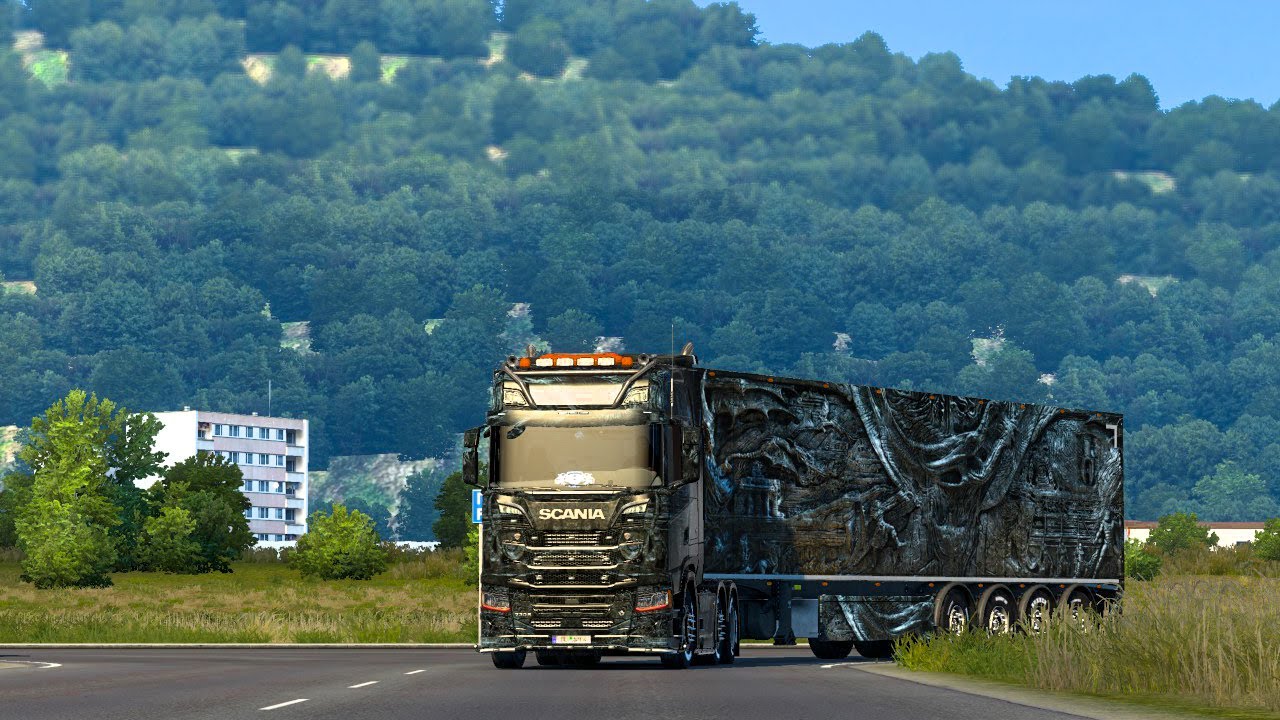 ( ETS 2 1.46 ) Gray Wooden Sculpture Decor Skin | Scania 730 S | Euro ...