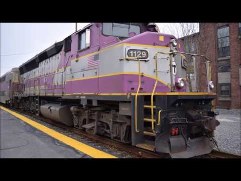 MBTA Cab Car 1643 Inbound GP40MC 1129 Trailing Waltham Feb 17 2018 ...