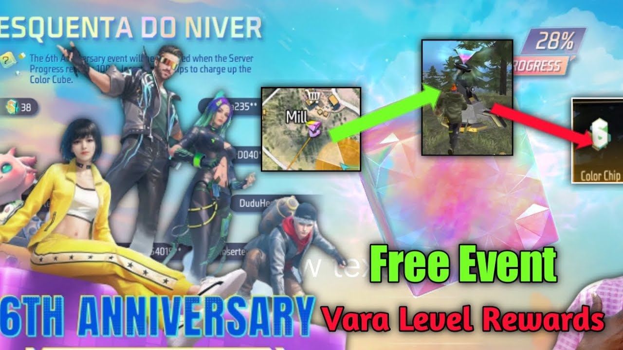 FREE FIRE 6TH ANNIVERSARY FREE EVENT 🤩 | VARA LEVEL REWARDS - YouTube