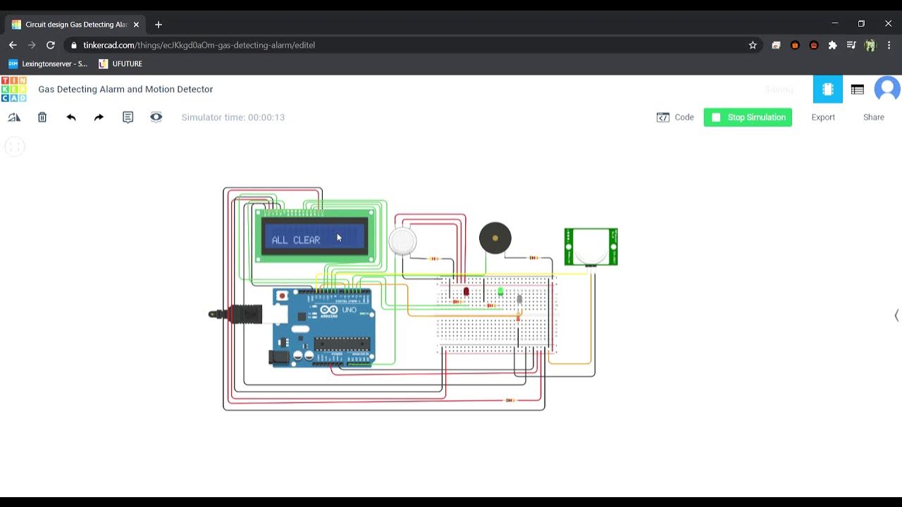 Circuit design Gas Detecting Alarm using Tinkercad - YouTube