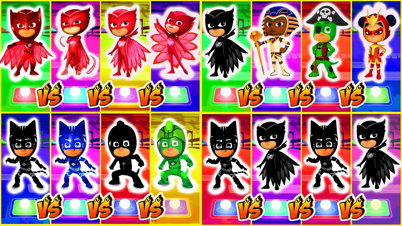 Pj Masks Owlett vs Cat Boy vs Green Owlett vs Green Cat Boy 🎶 Tiles Hop ...