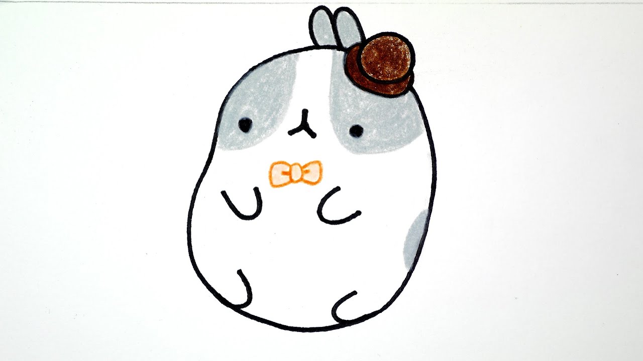 How to draw Bunny Molang from Korea #029 몰랑 몰랑이 그리기 cute kawaii かわいい 可愛 ...