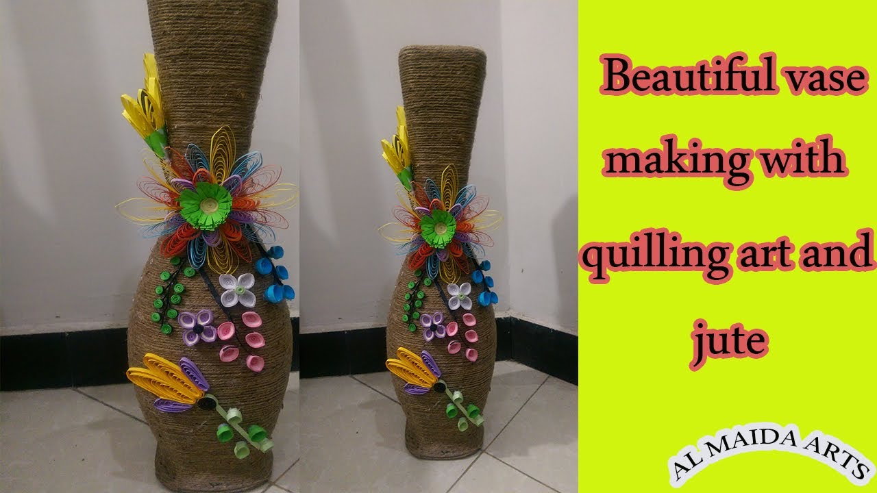 QUILLING ART WORK \ VASE DECORATION EASY WAY \ HOME DECORE DIY \ - YouTube