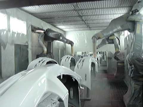 Robotic bell gun bumper coating - YouTube