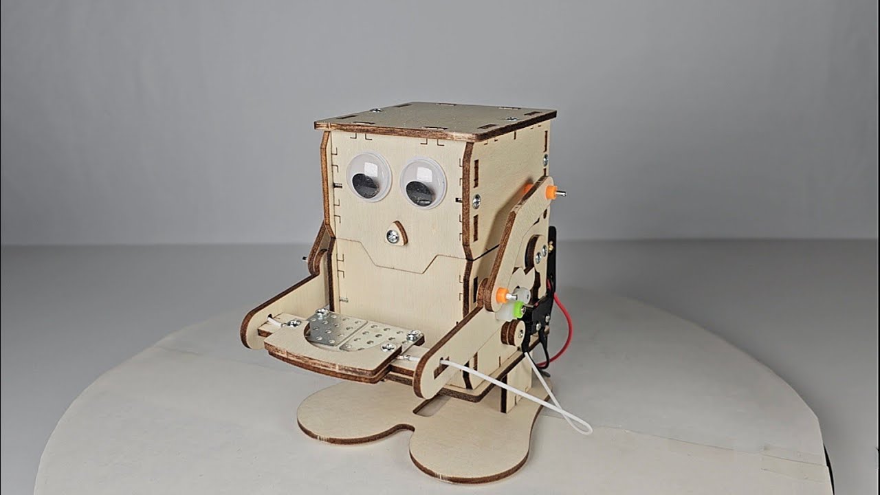 Robot Bank Electronic Buildable Wood Kit From Ibasenice - YouTube